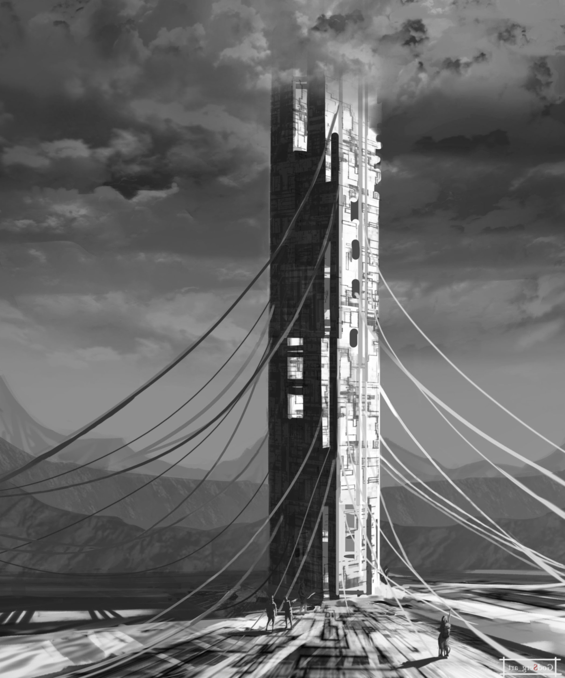 ArtStation - The Tower (grey scale)