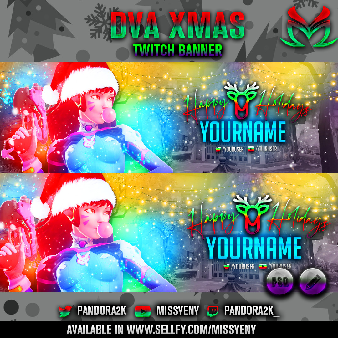 ArtStation - DVA XMAS HOLIDAYS TWITCH BANNER