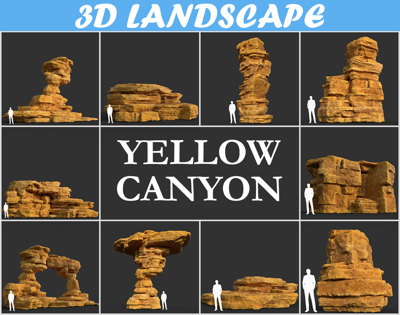 ArtStation - Low poly Yellow Canyon Column Pack