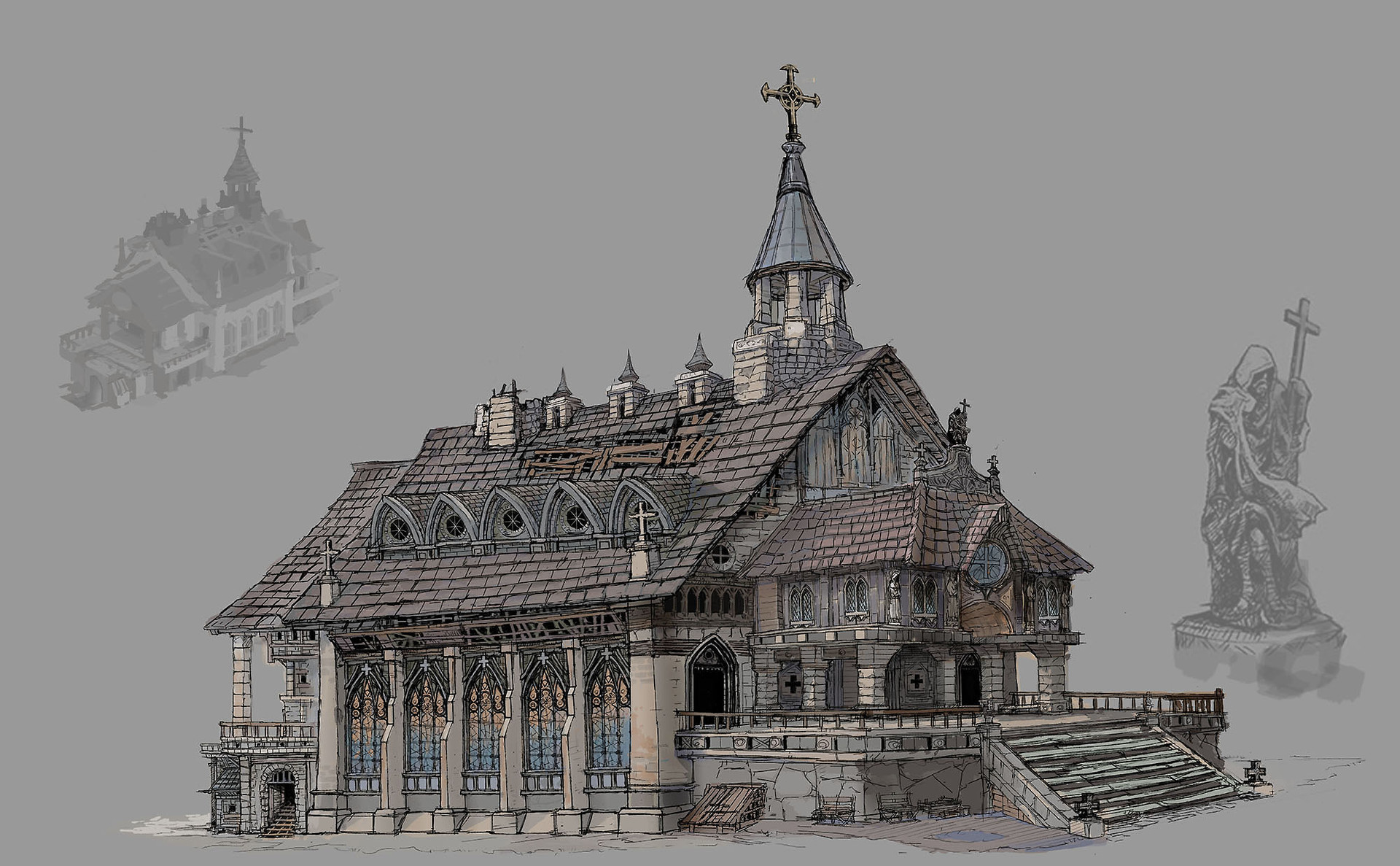 ArtStation - Medieval_architecture sketch Works