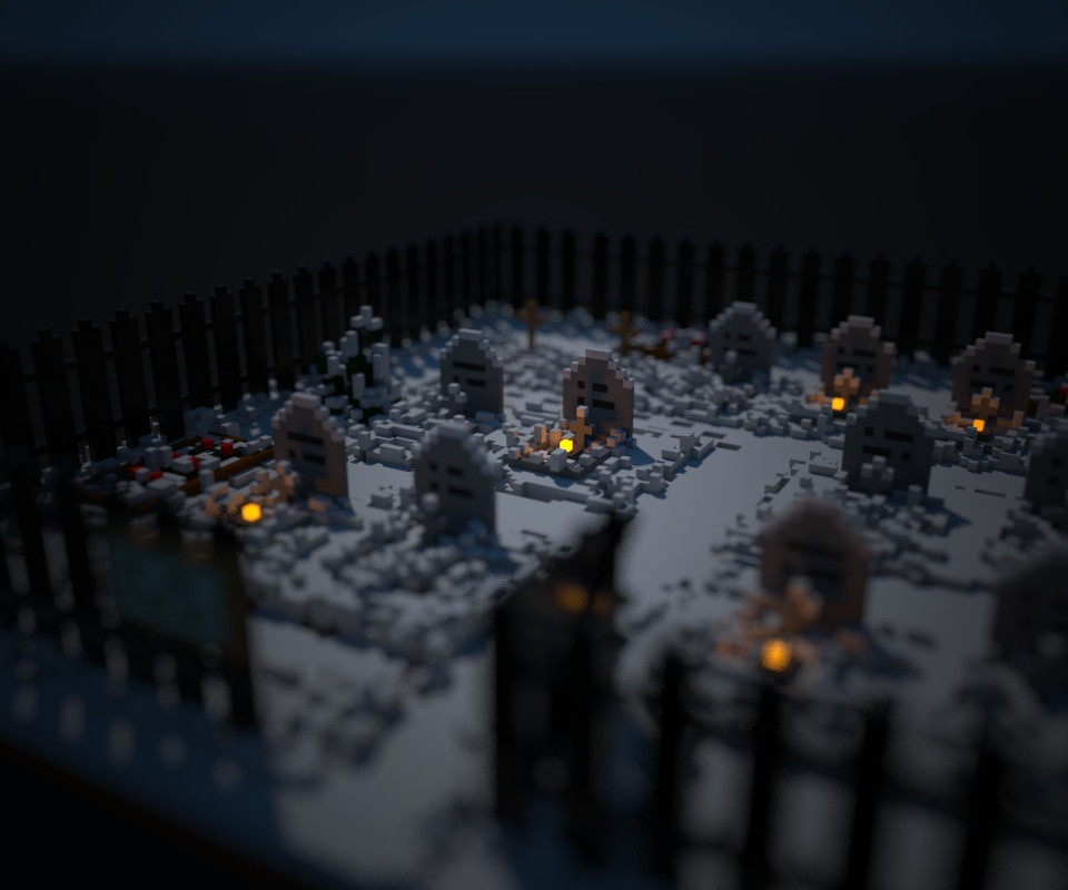 ArtStation - Snowy Graveyard Voxel Model