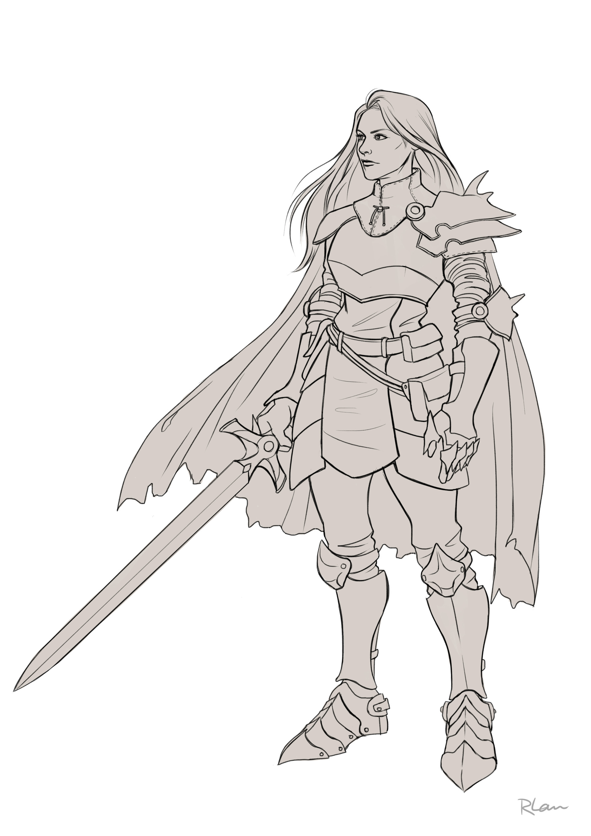 how to draw a girl knight