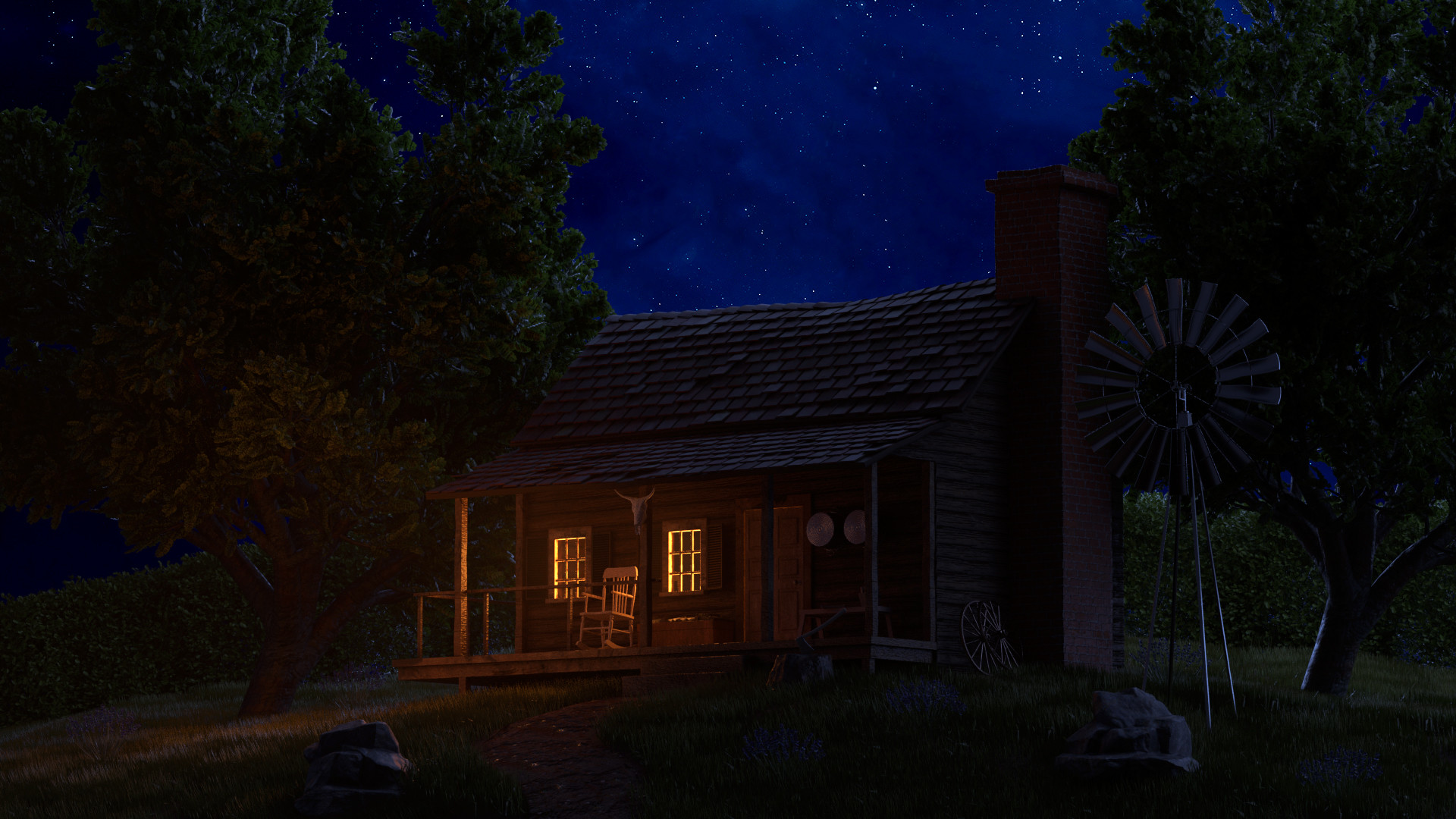 ArtStation - Night time Cabin, Jason Dolphin