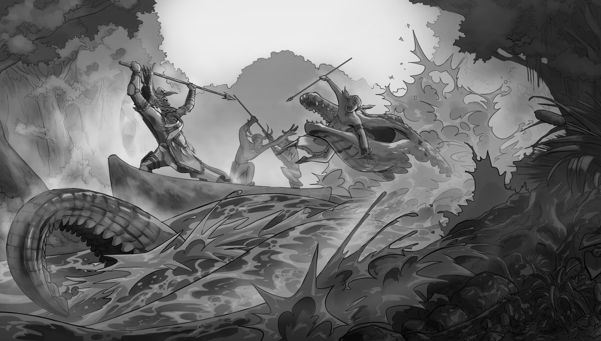 ArtStation - Fight in the swamp