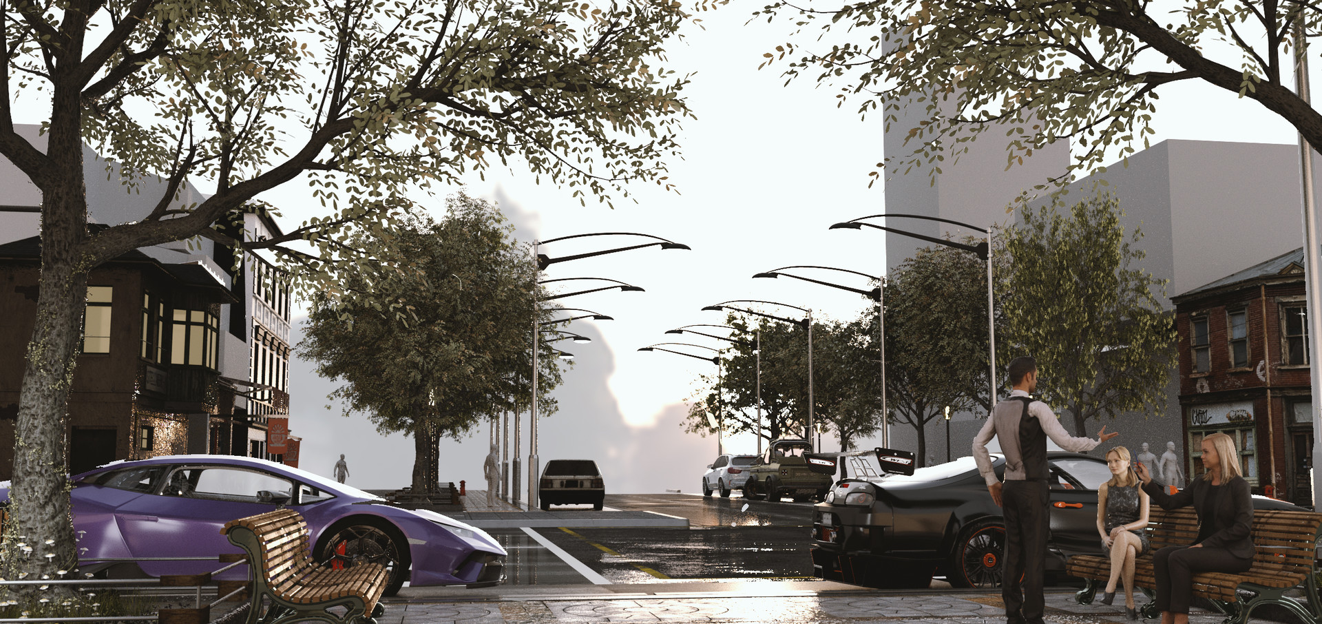 ArtStation - Evermotion 3d challenge A day in the City WIP