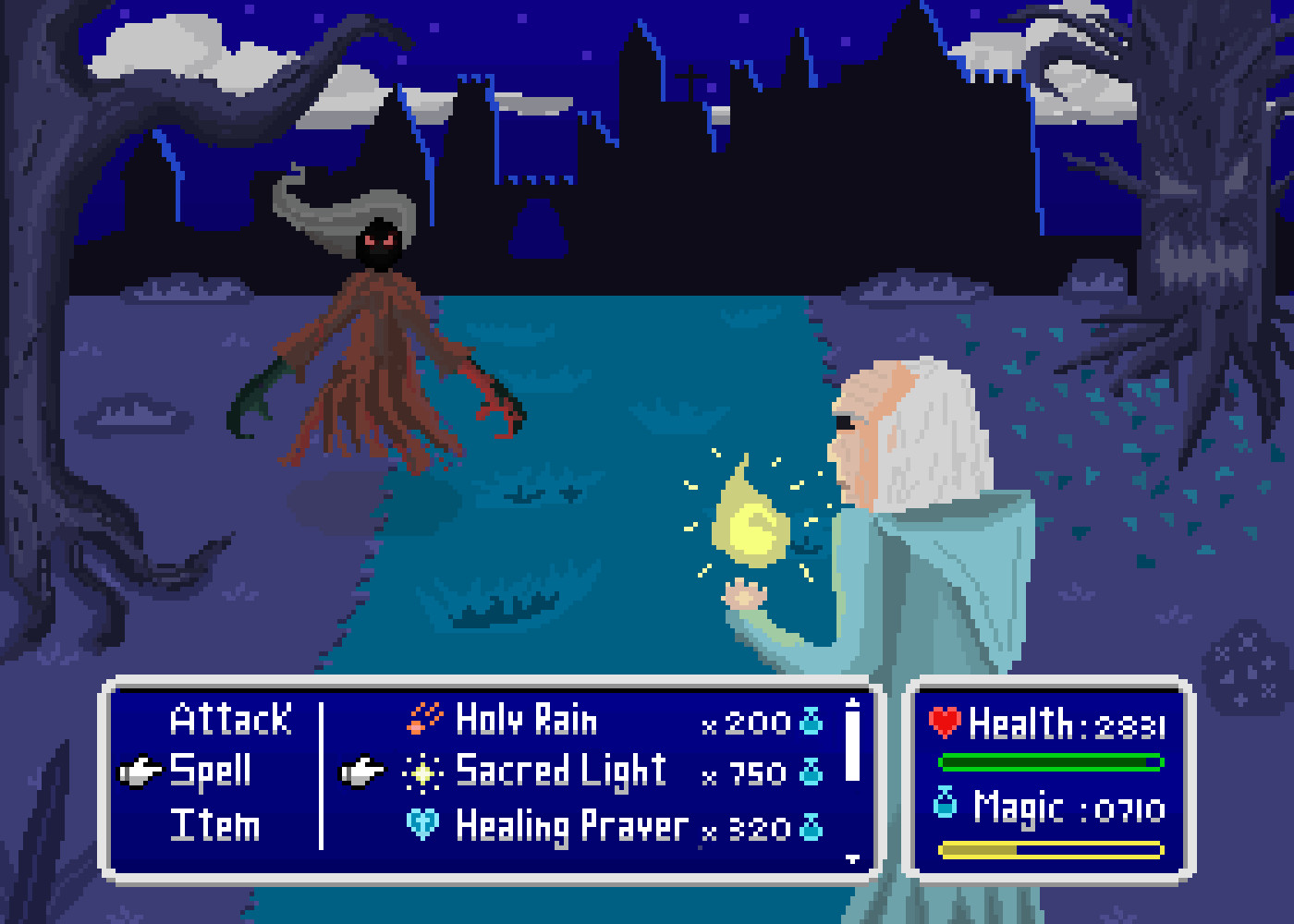 ArtStation - Priest vs Dark Spirit / PIXEL ART v.1