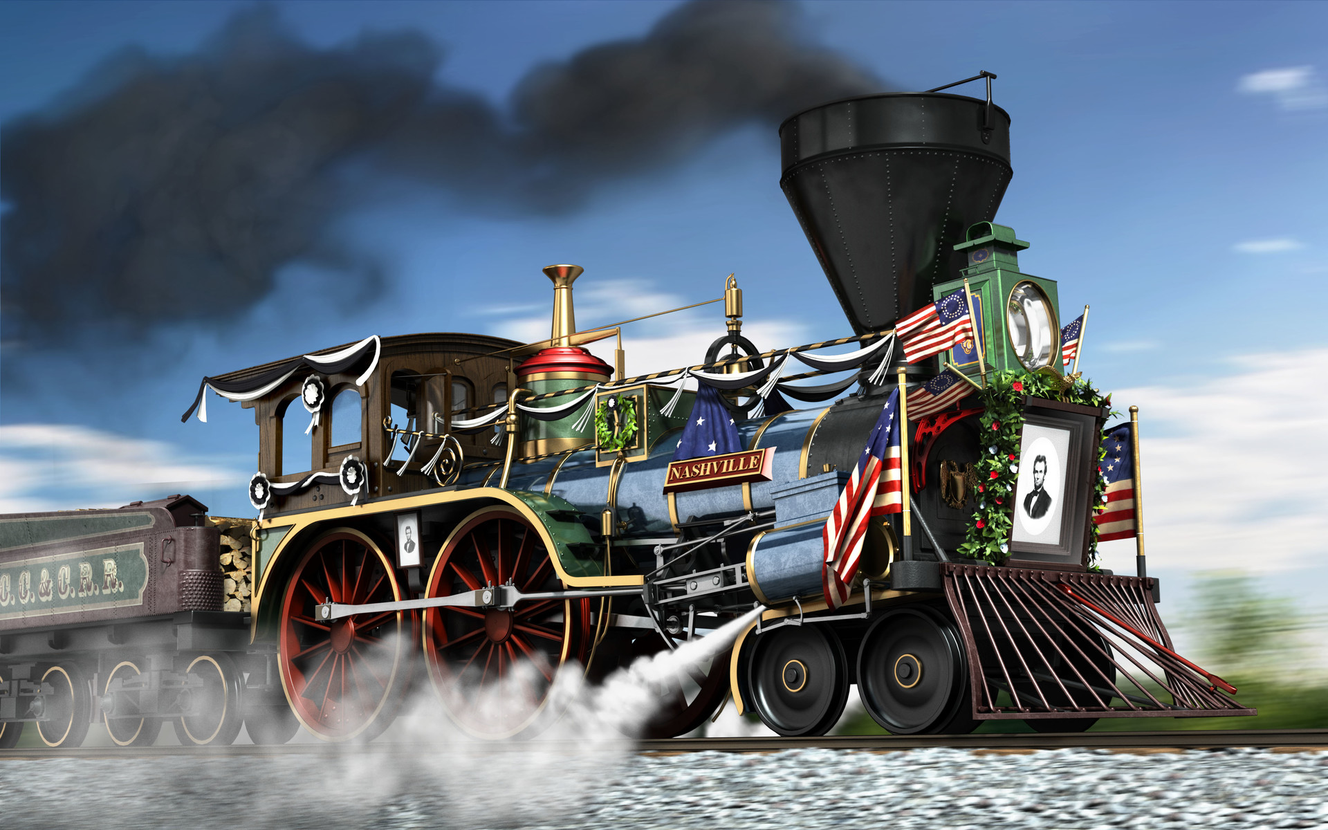 ArtStation - "The Old Nashville" (Lincoln's Funeral Train)