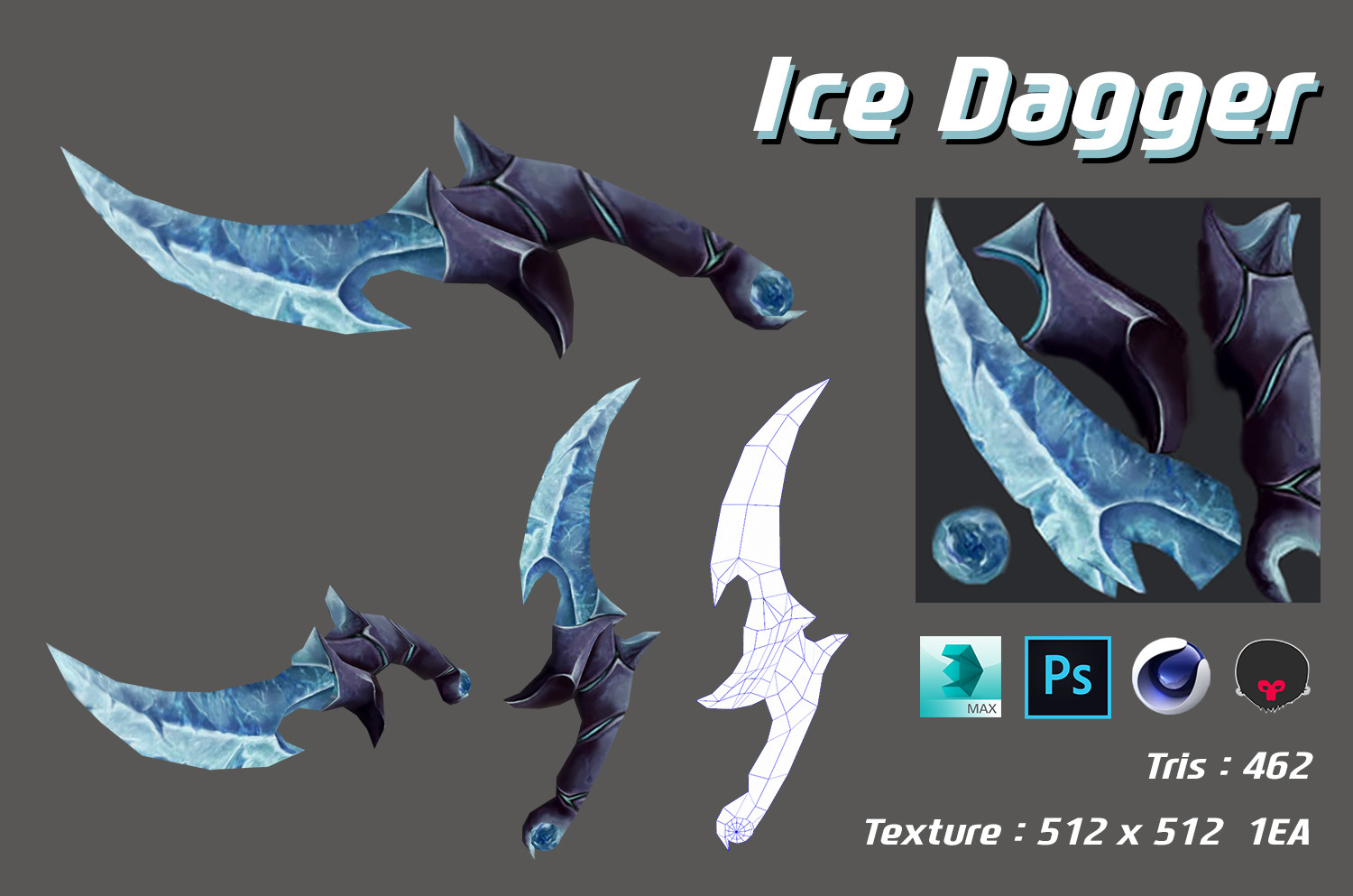 Junho Kim - [Ice Dagger] Hand Painting 3D Modeling
