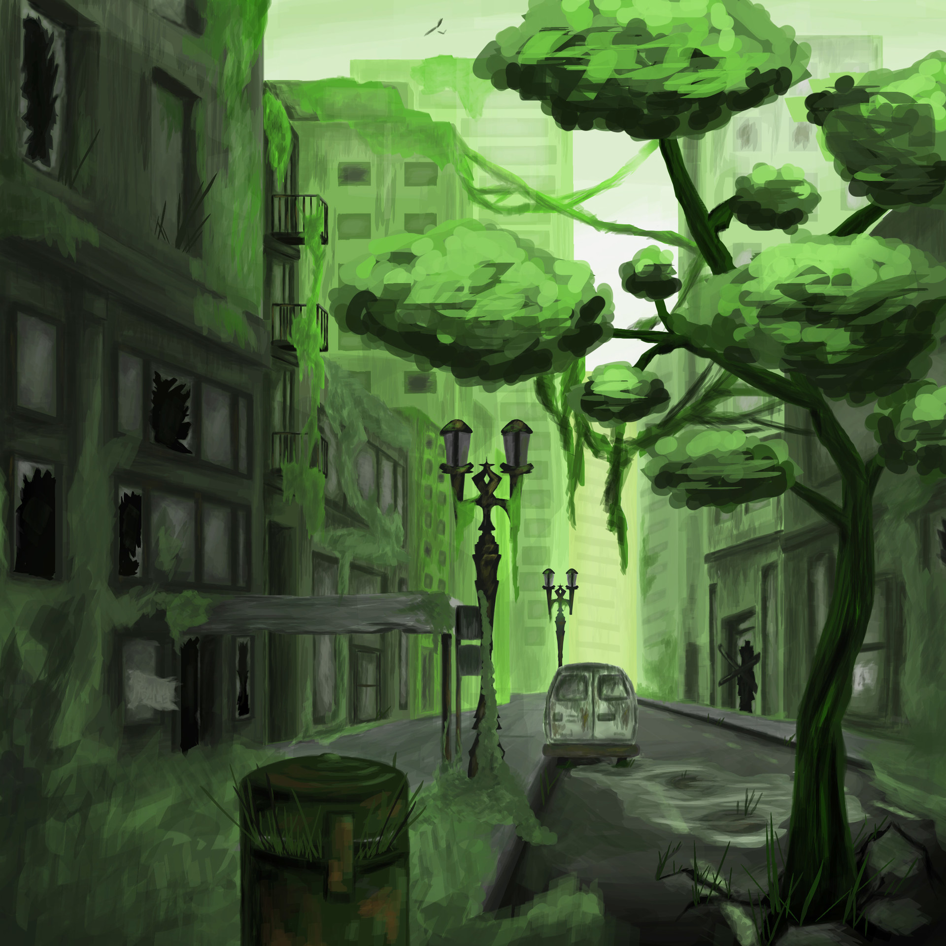 ArtStation - Nature overtake on street