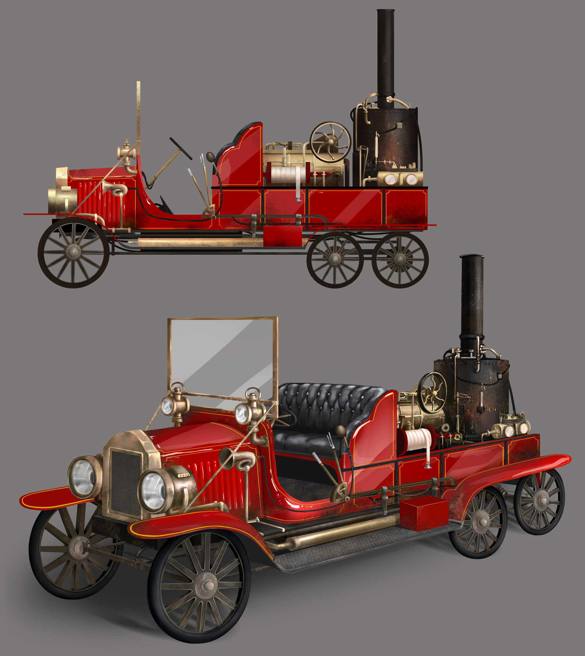 ArtStation - Steampunk fire engine
