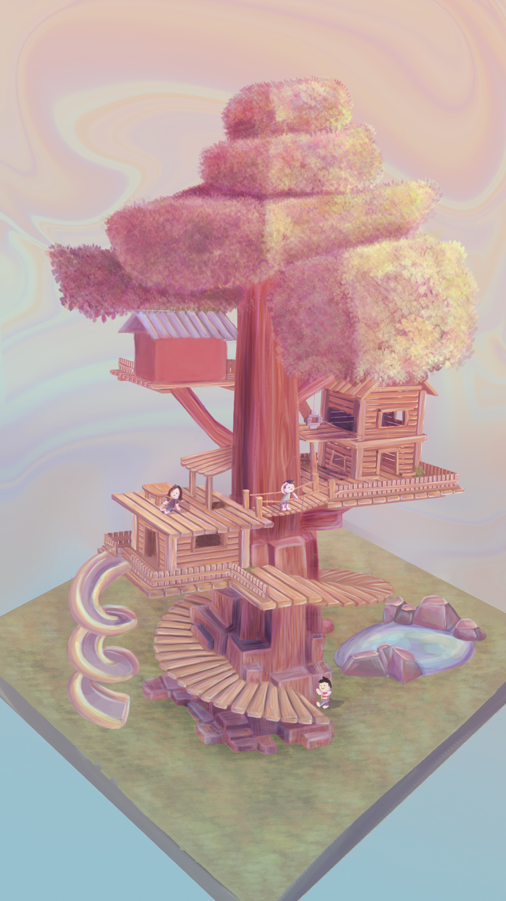 Elysia Tan - Treehouse - 'Summer Party Fun' Painting