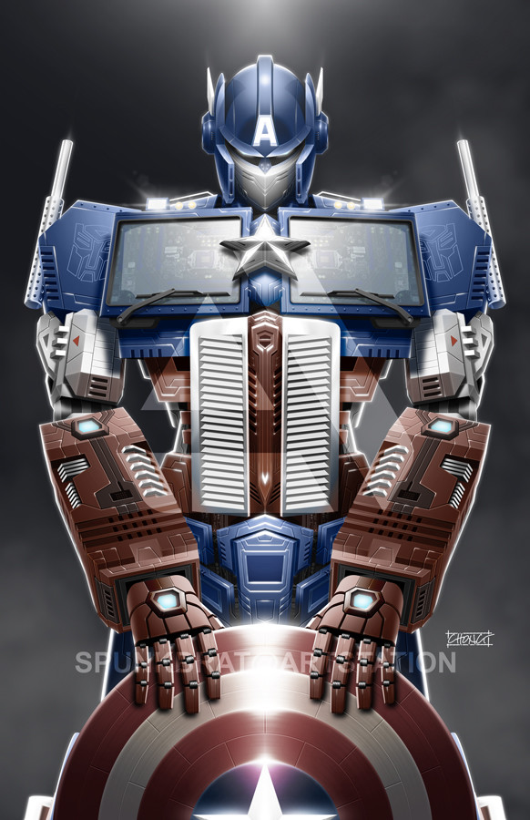 ArtStation - Trans-Avengers Assemble: Optimus Prime as Captain America