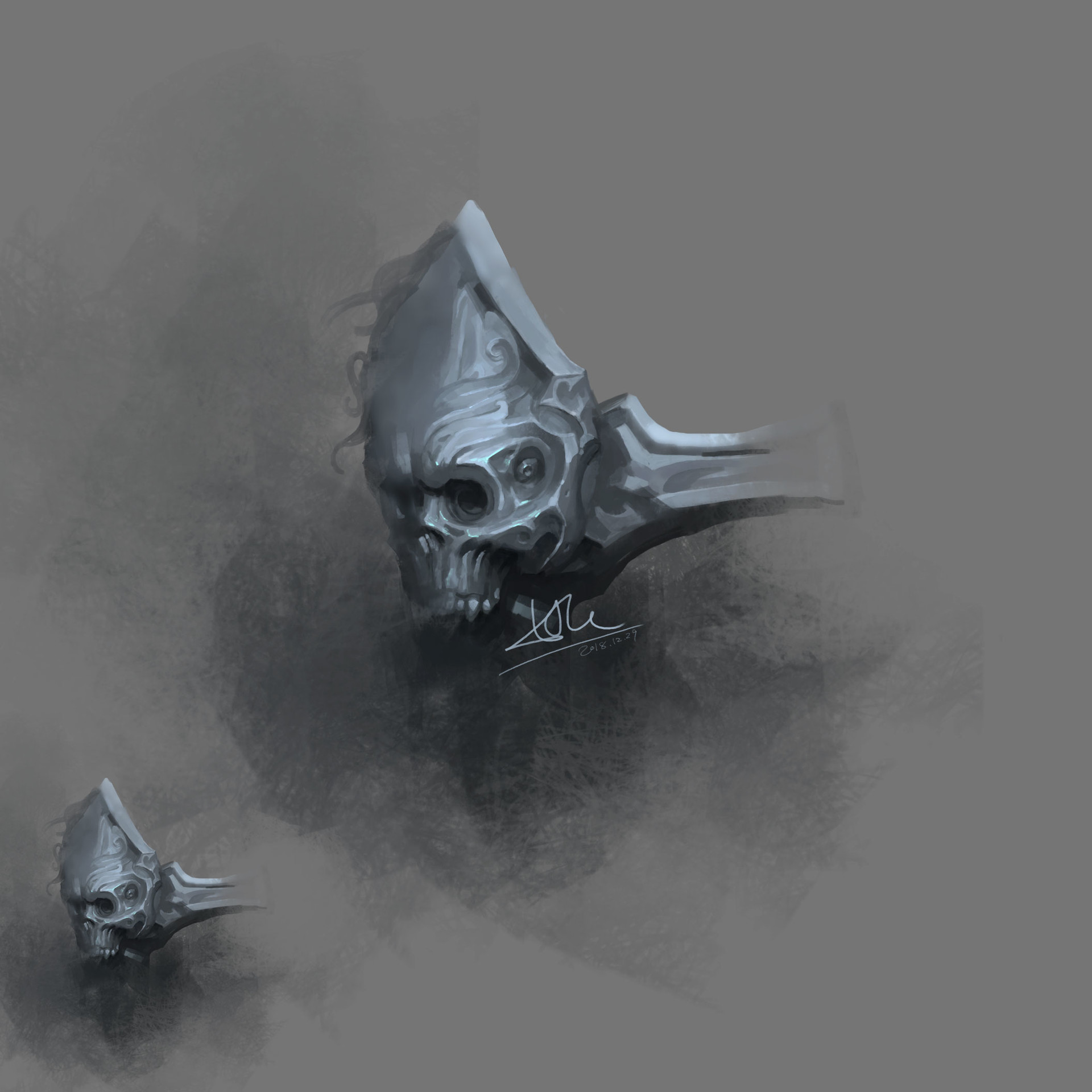 ArtStation - Detail exercise Metal, skull, armor