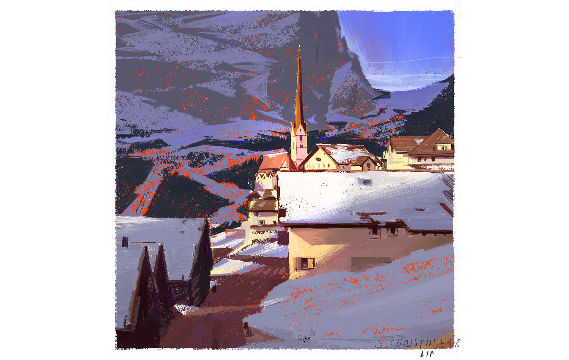 ArtStation - My winter holiday sketches in the Italian Alps