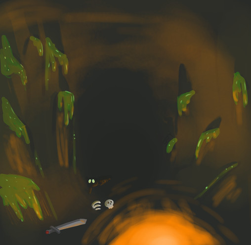 ArtStation - Fire lit cave