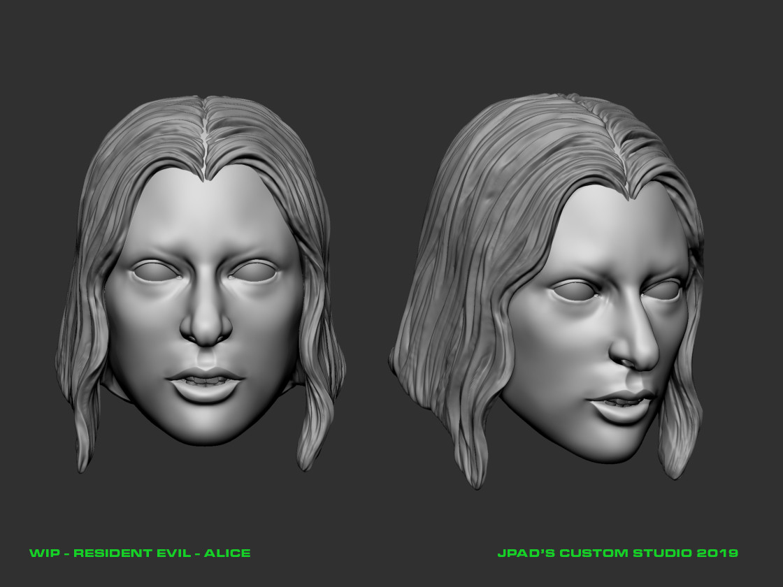 Jonathan "JPad" Padilla - WIP Resident Evil Alice - Head Sculpt Study