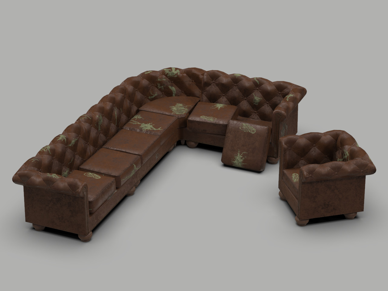 ArtStation - Wasteland Explorer Destructible Living Room - sectional sofa