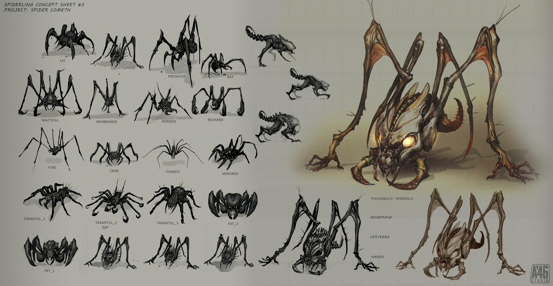 ArtStation - Spiderling creature researches