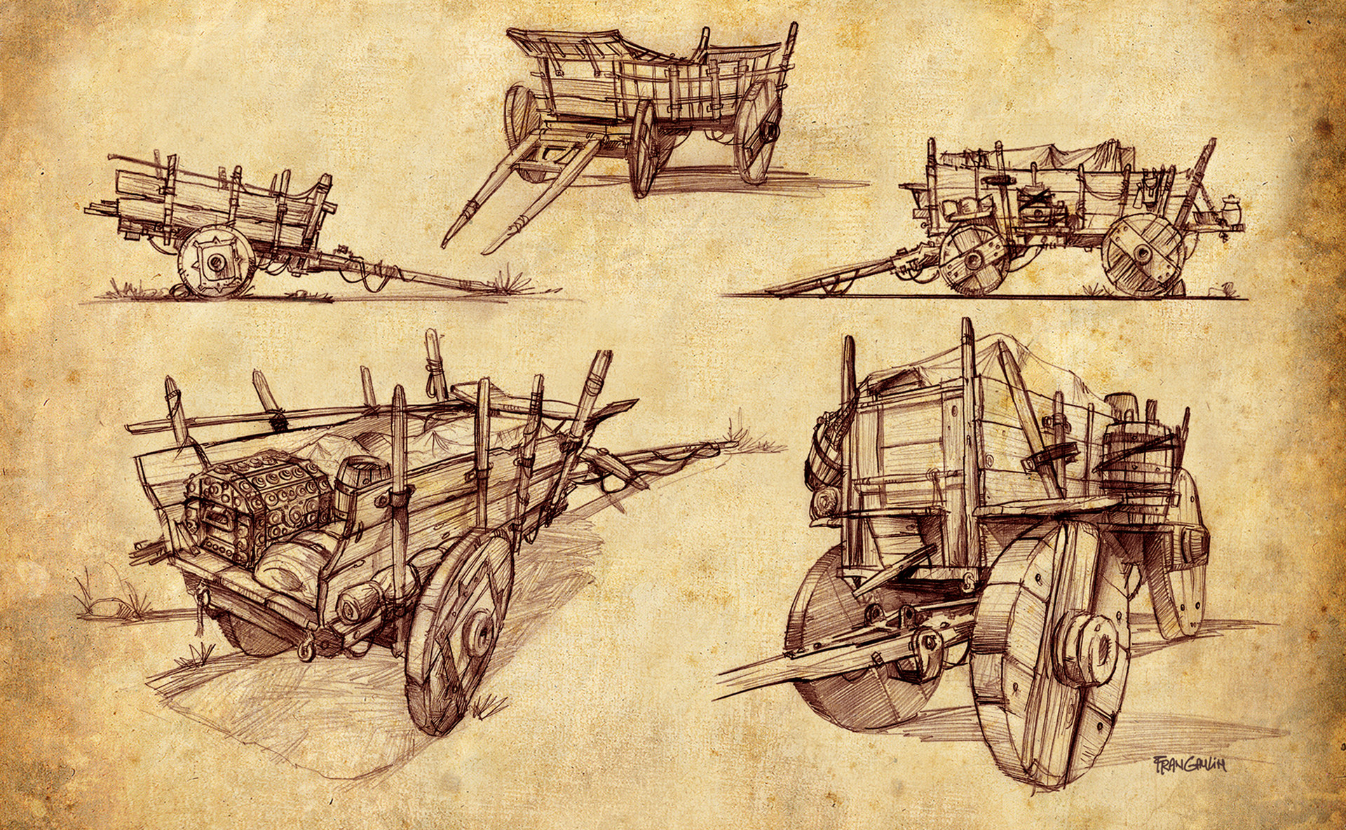 ArtStation - wagon prop sketches