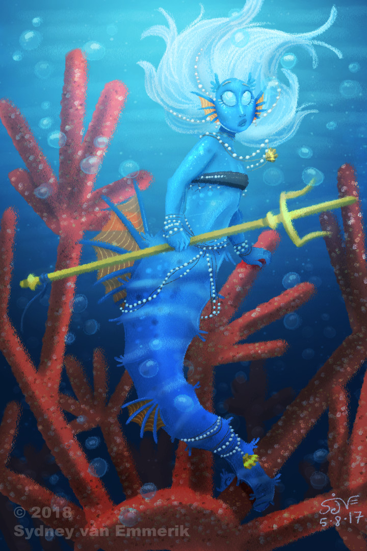 ArtStation - Blue Seahorse Mermaid