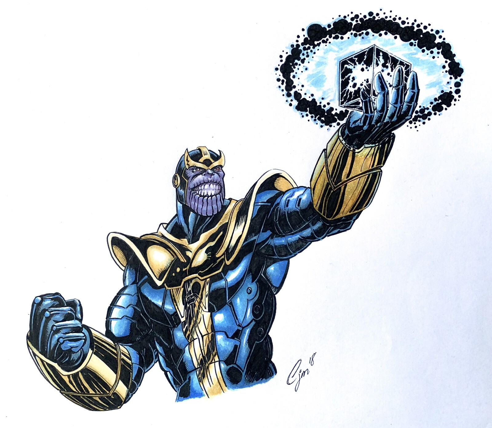 Colin Merrick - Marvels Thanos holding the Cosmic Cube