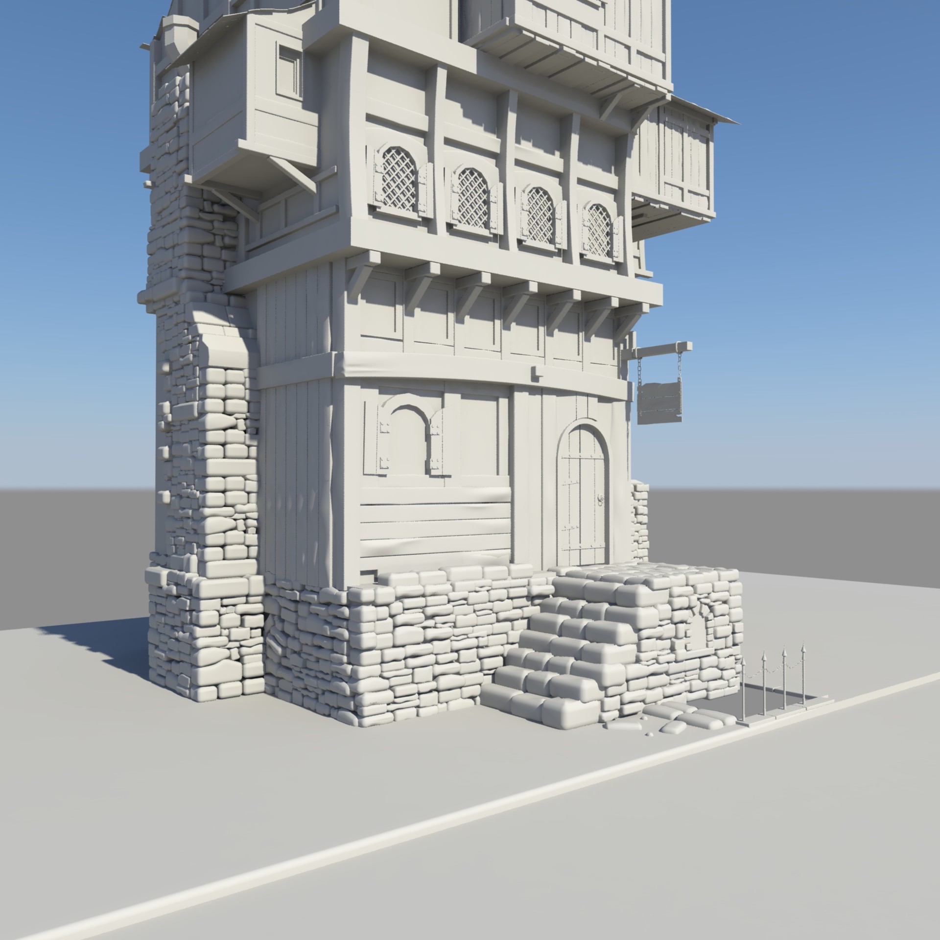 ArtStation - Brick house set modelling