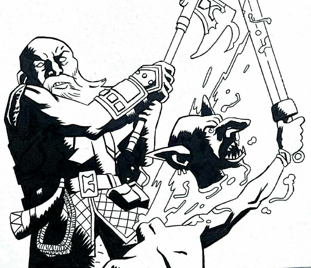 ArtStation - dwarf killing a goblin