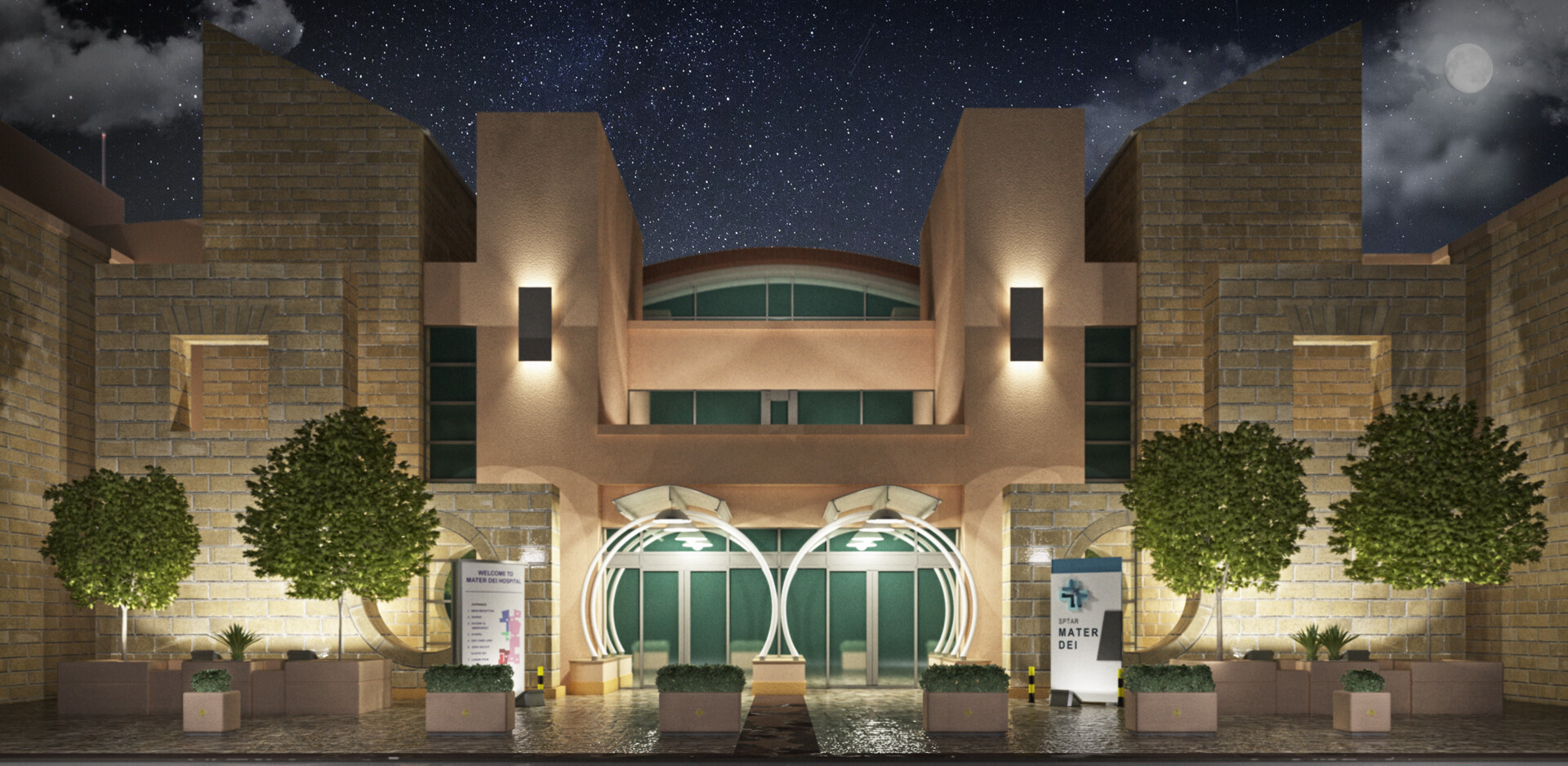 Hospital Exterior Night