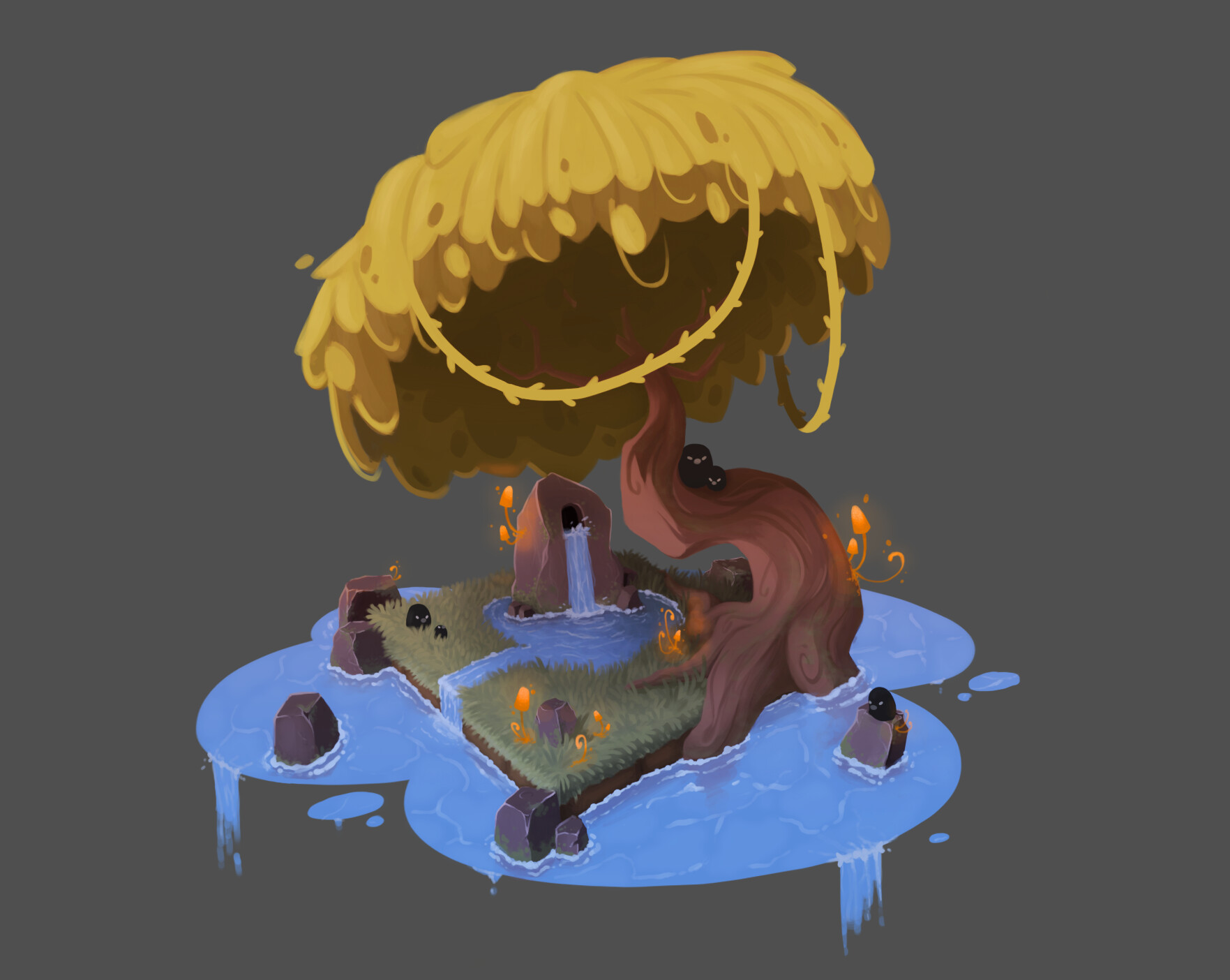 ArtStation - Isolated Rock Waterfall