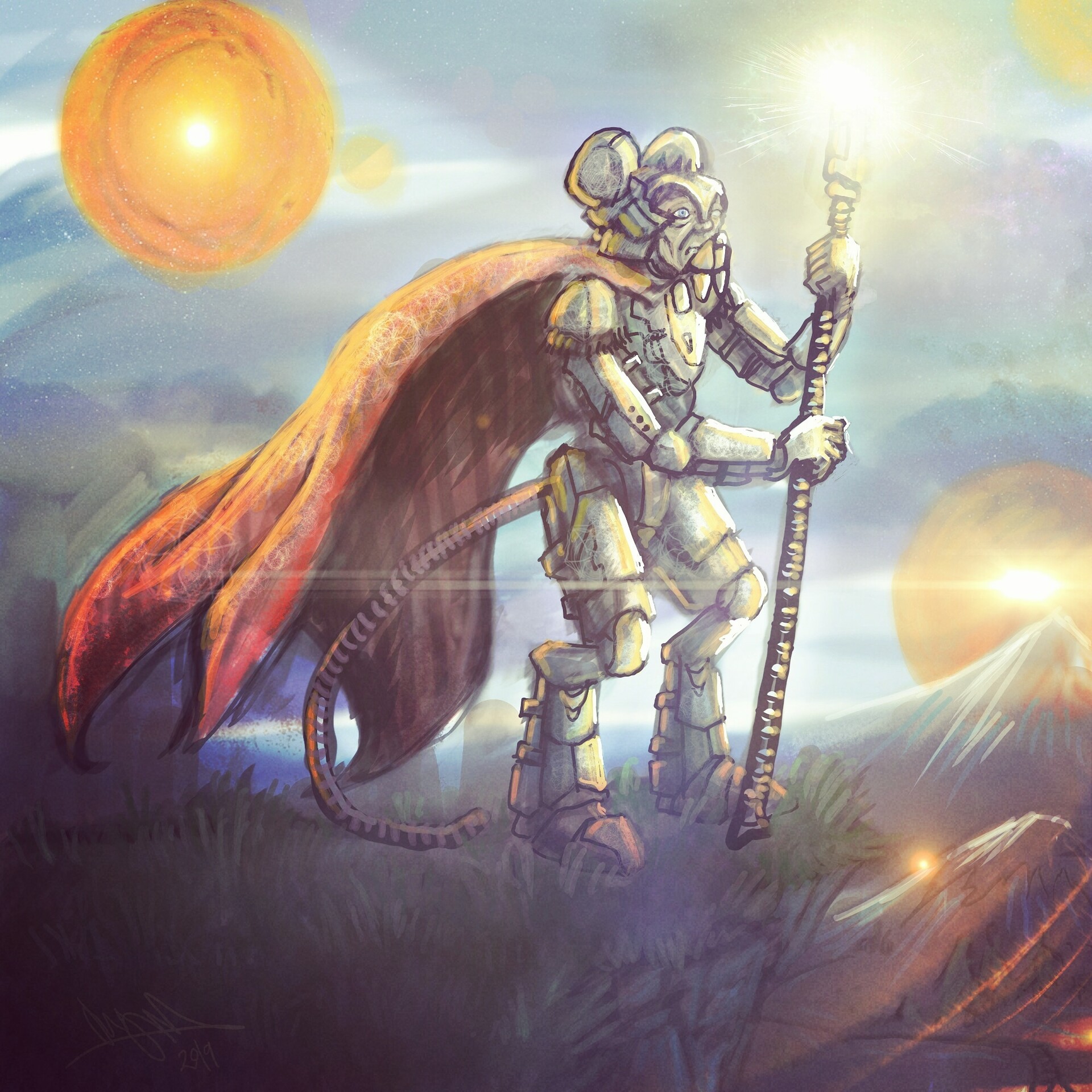 ArtStation - Mouse warrior on a mountain side