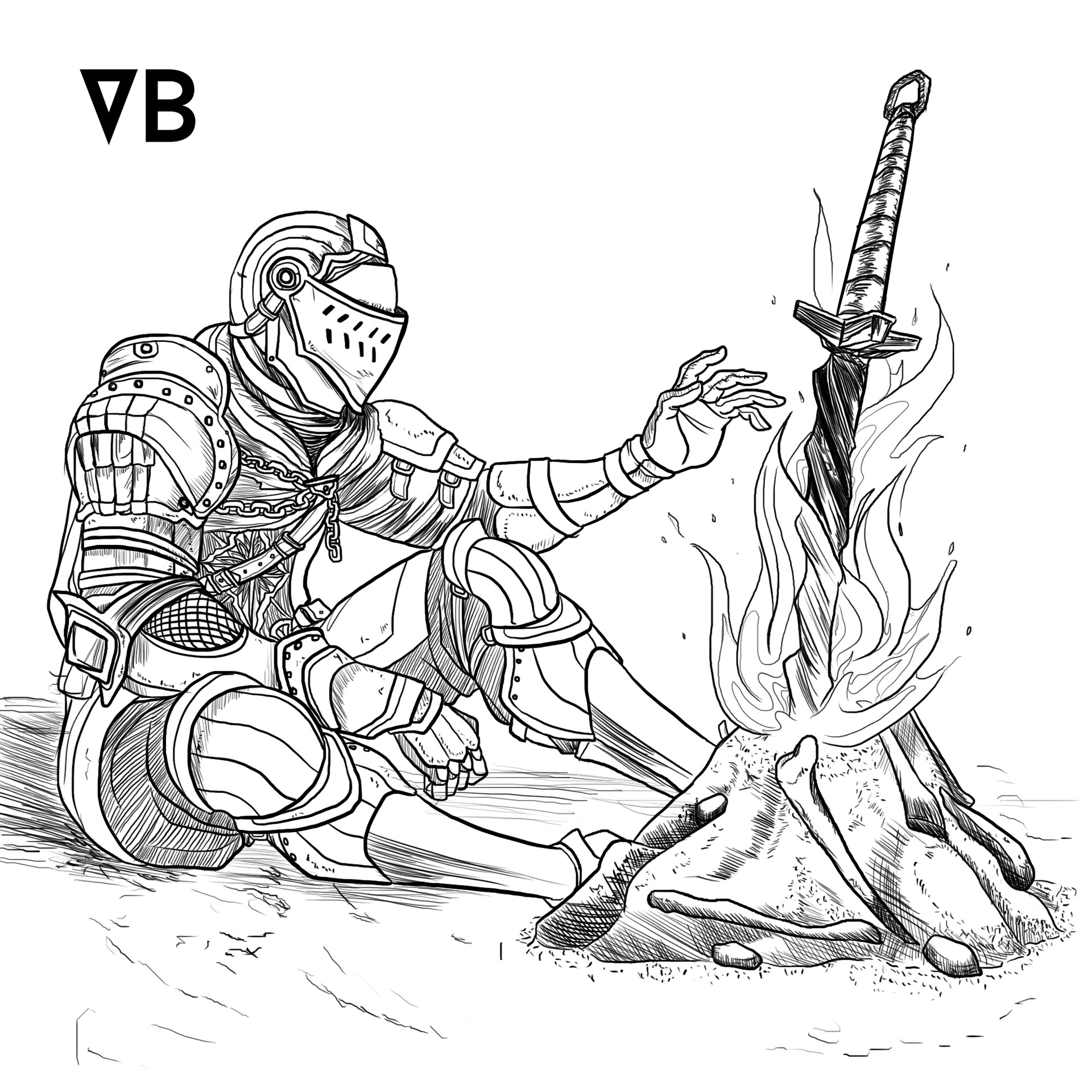 Dark Souls Bonfire Drawing