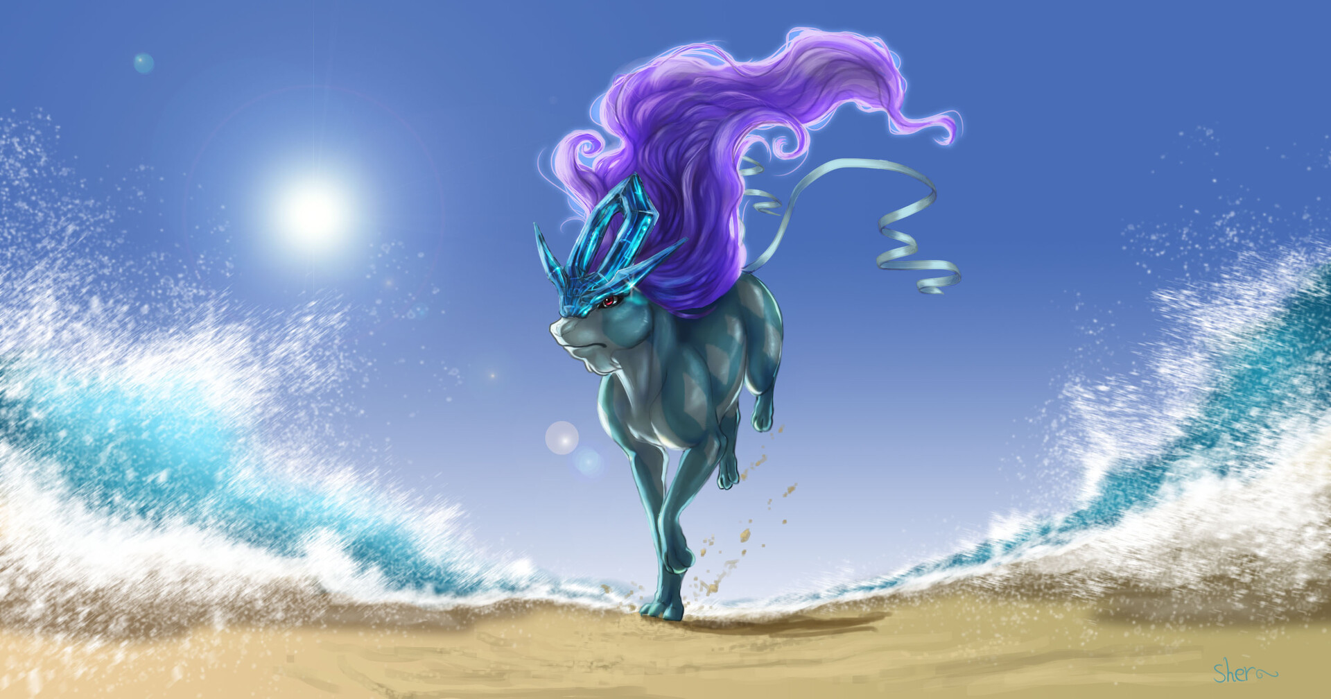 ArtStation - Suicune at the beach