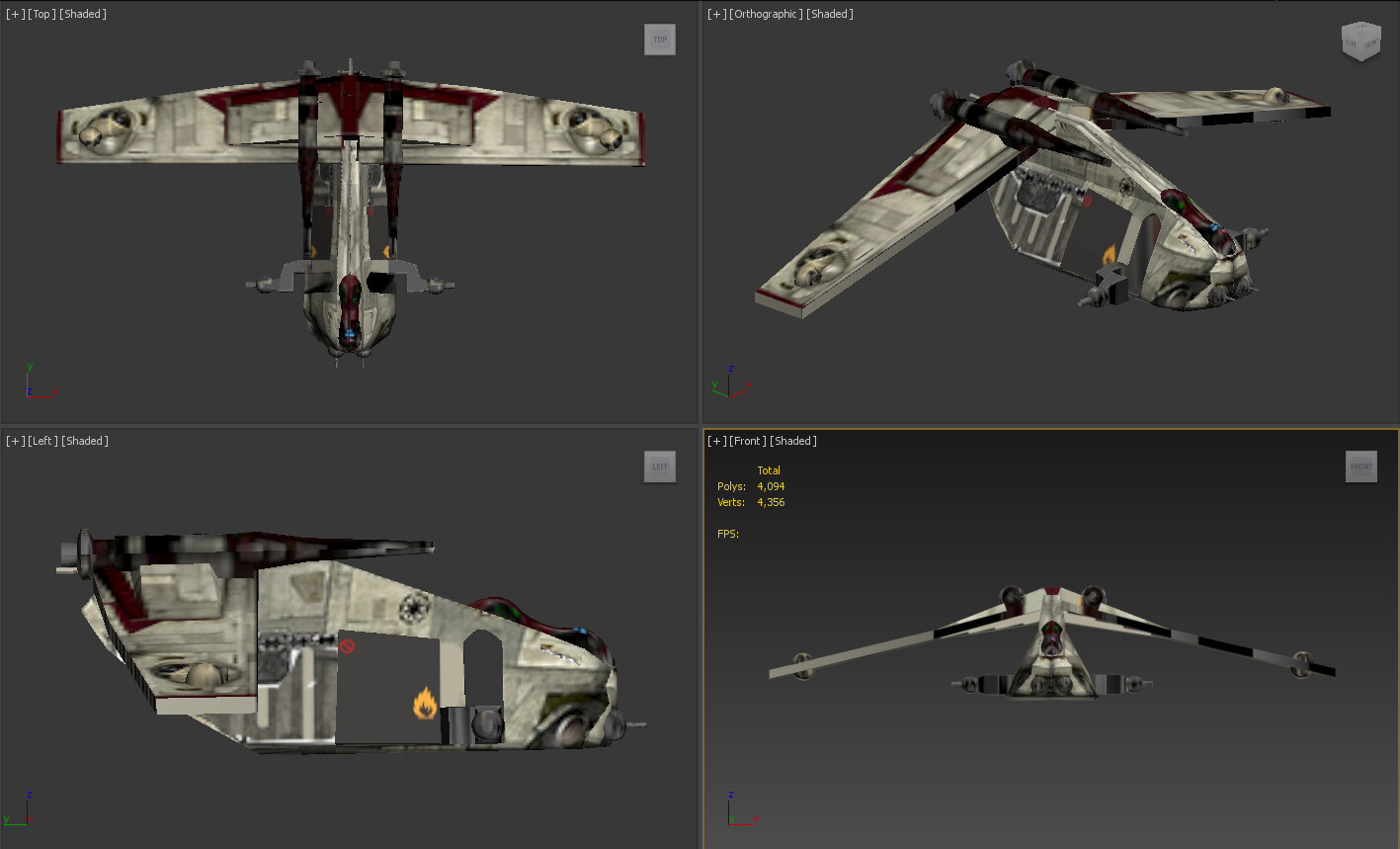 Republic Gunship Top View Low Altitude Assault Transport
