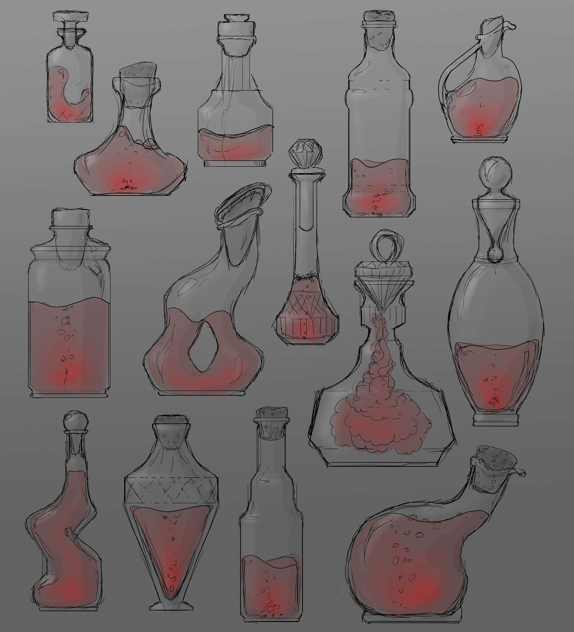 ArtStation - Sketchbook: Red Potion Bottle Shapes