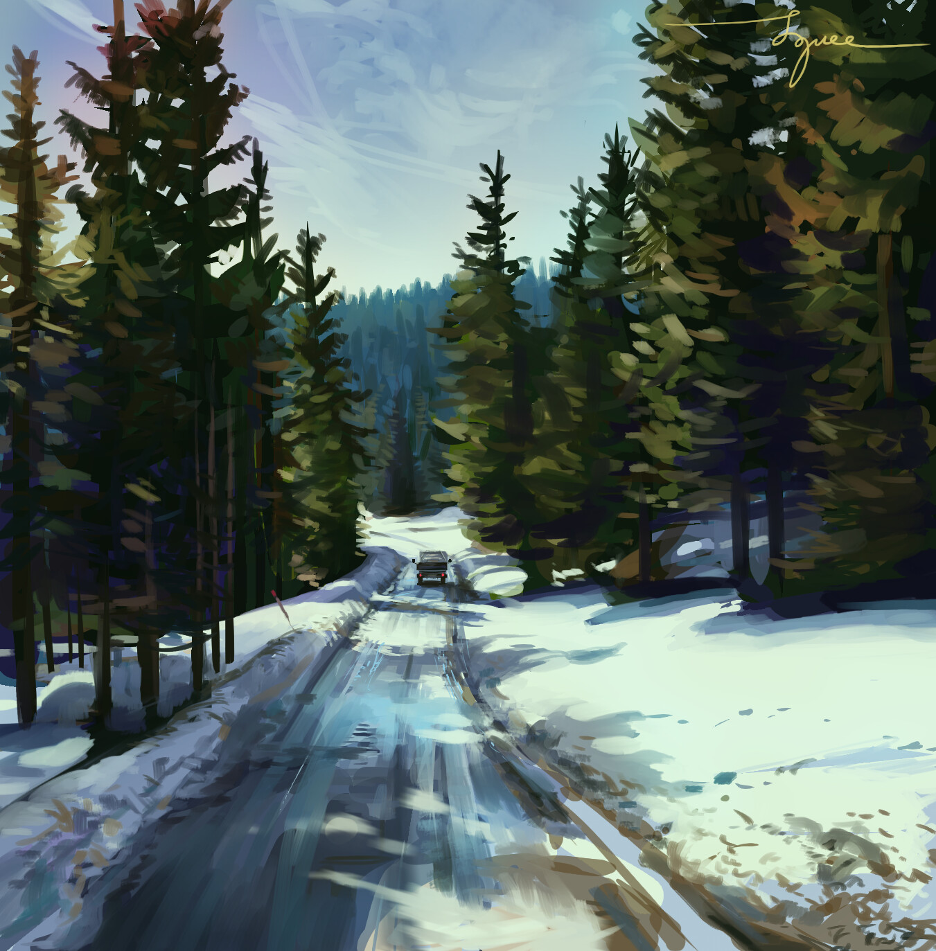 ArtStation - Snowy Road