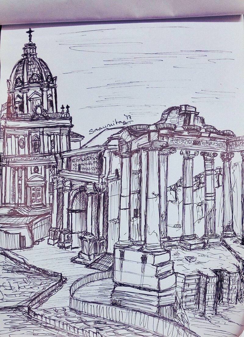 ArtStation - Roman ruins quick sketch