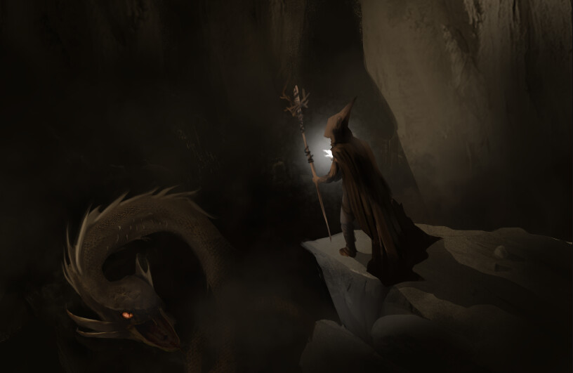 ArtStation - Mage versus giant snake