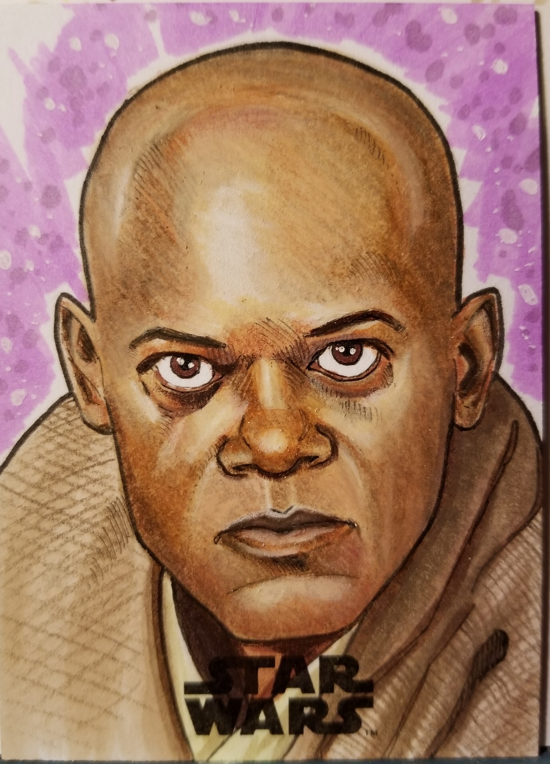 ArtStation - Topps Star Wars Galaxy 2018 Mace Windu Sketch Card