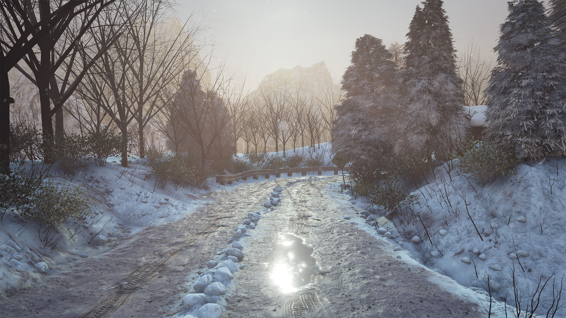 ArtStation - Snowy Road - Lights study