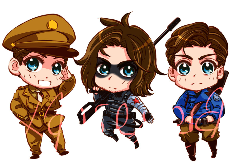 Haryati Mohd Ehsan - Bucky Barnes Evolution: Chibi artworks