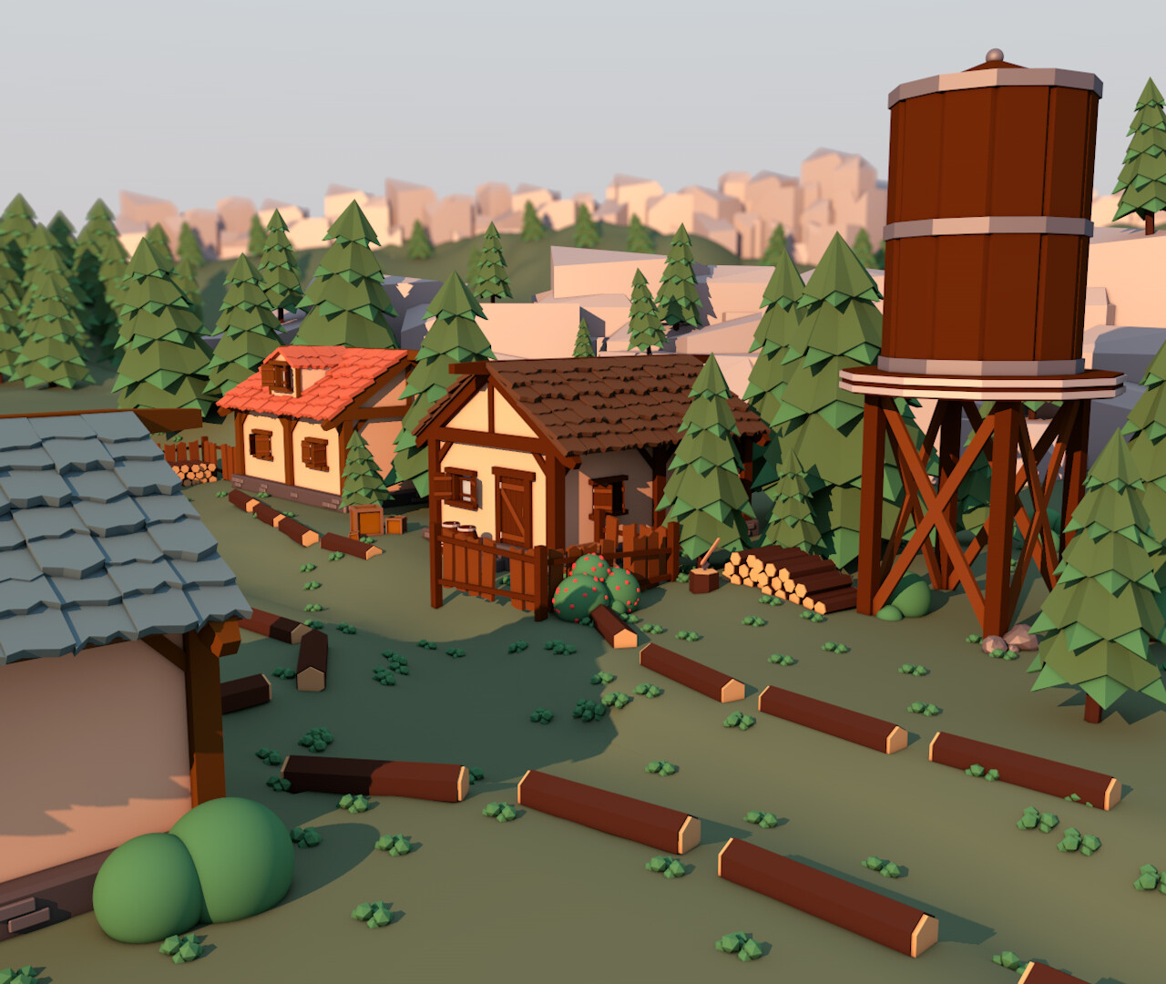 ArtStation - Village. 3D low poly., Yaroslav Vakulenko