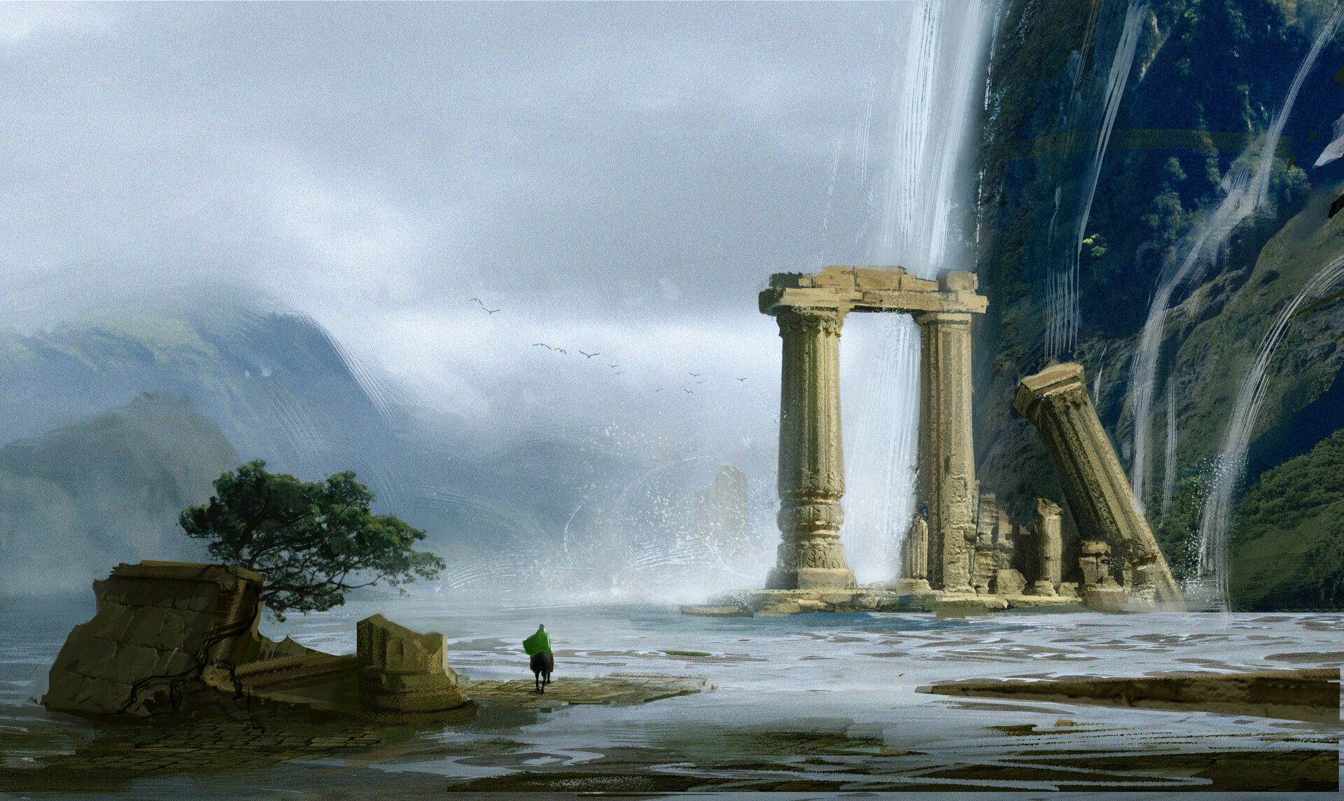 ArtStation - Waterfall ruins