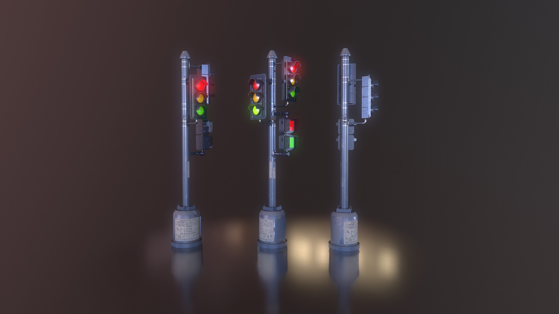 ArtStation - traffic light of dystopic world