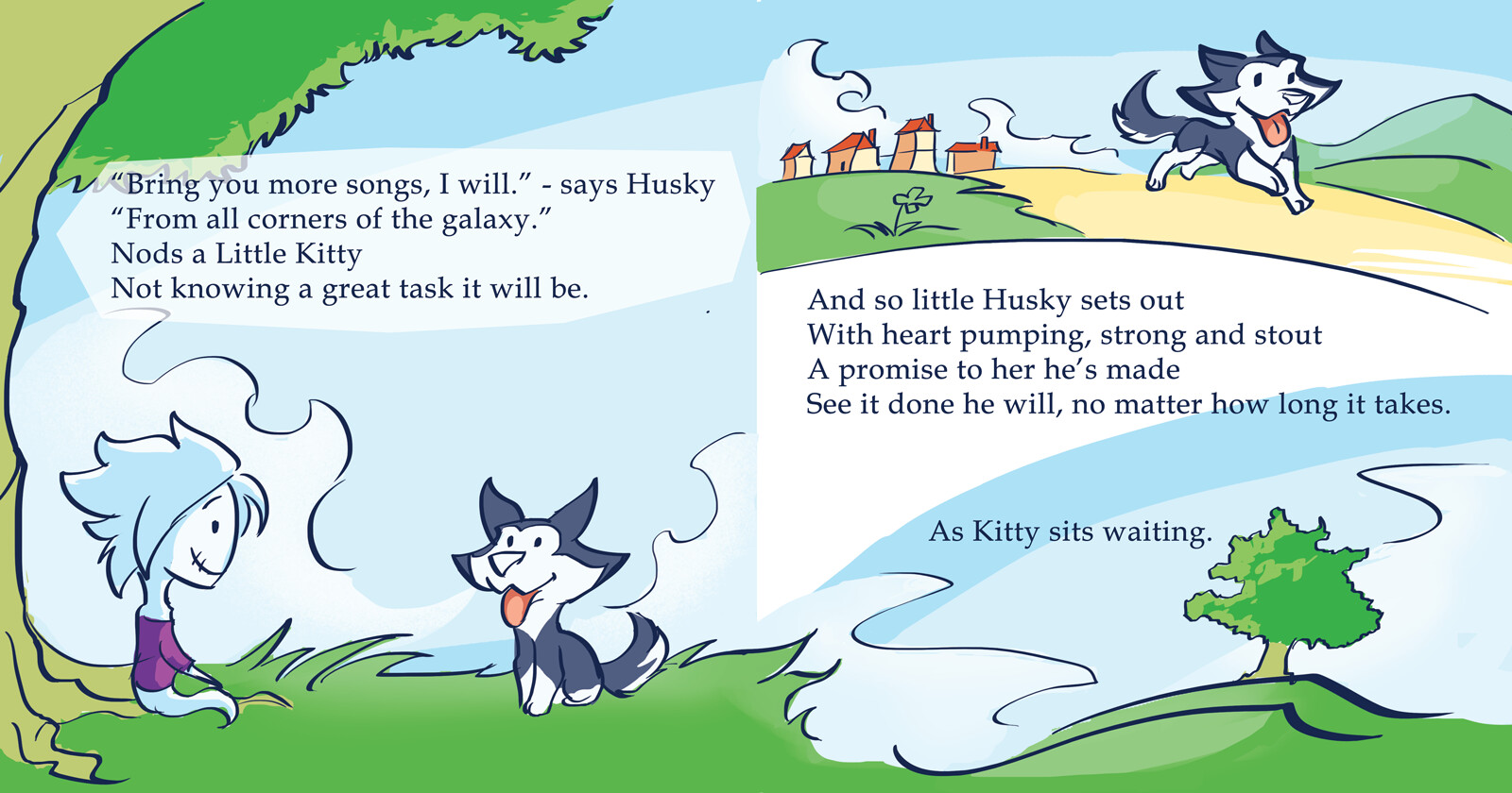 Chicken Draws Dogs - Husky & Kitty - A Bedtime Read