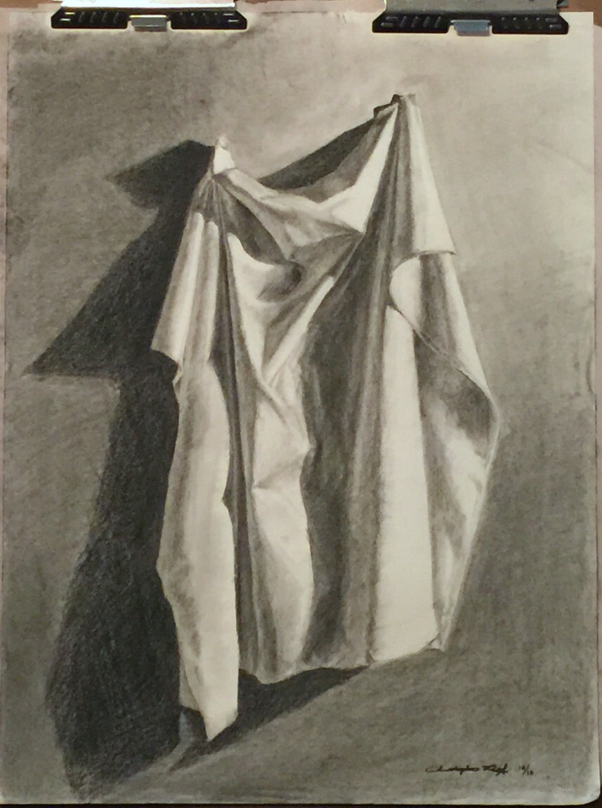how to draw cloth with charcoal