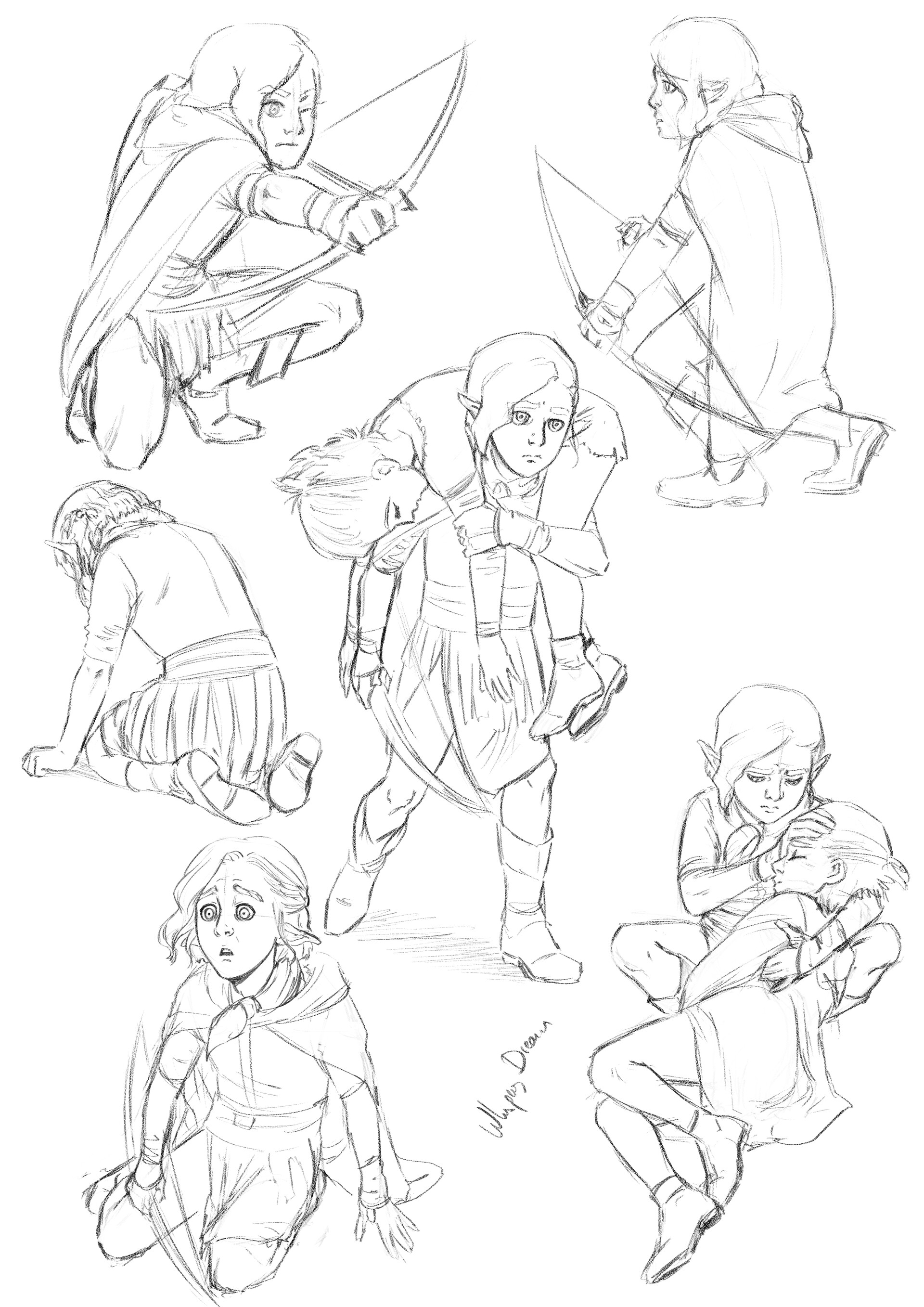 whispering drawing pose