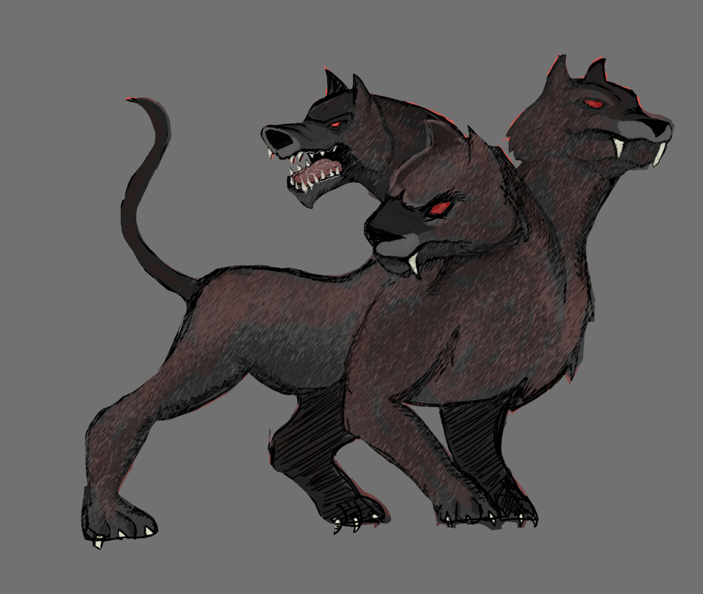 cerberus drawing colored