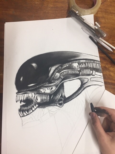 Xenomorph Head Drawing