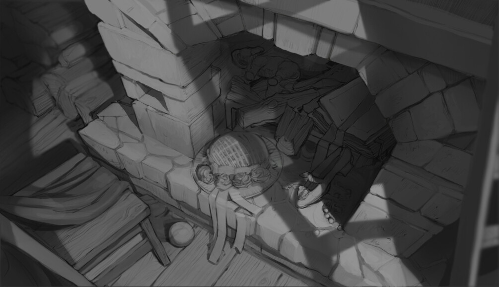 ArtStation - a sketch of the location for the hidden object game