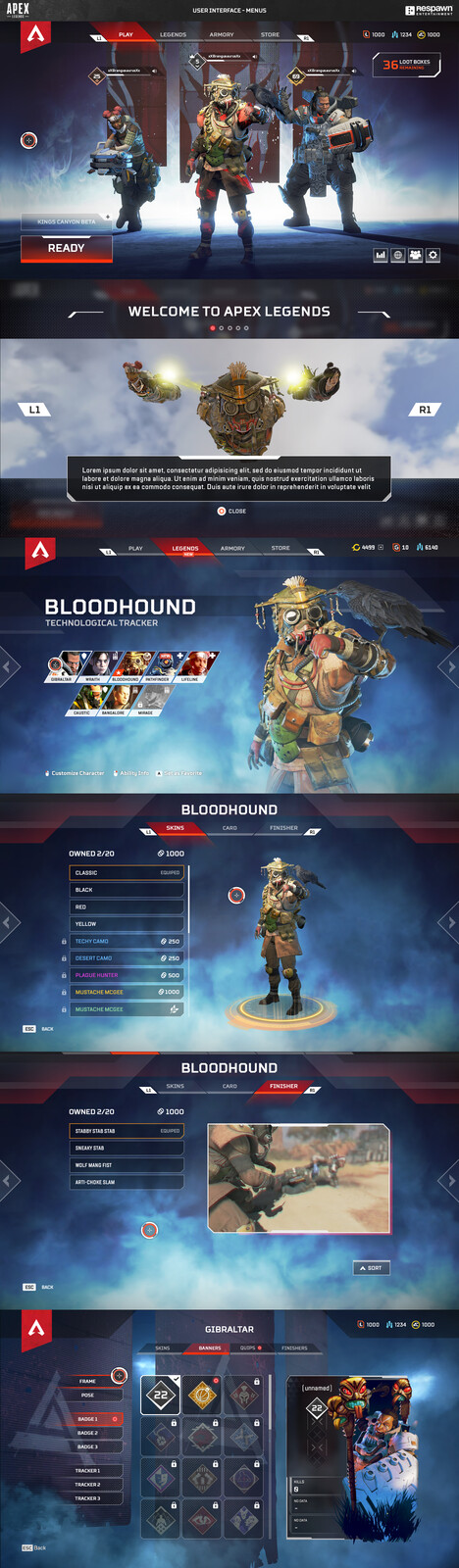 Concept Artist and User Interface Designer - Apex Legends: In-Game Menu ...
